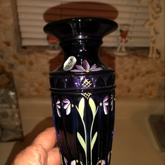 Fenton | Accents | Fenton Purple Hand Painted Glass Vase | Poshmark
